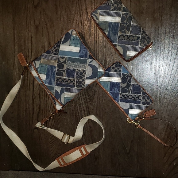 Coach | Bags | Coach Denim Patchwork Zip Around Large Wallet | Poshmark